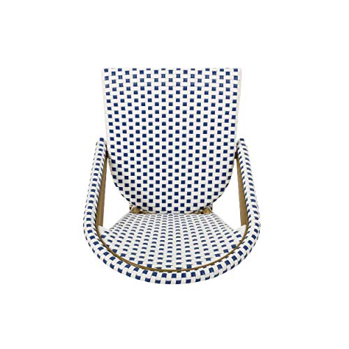 Christopher Knight Home Philomena Outdoor French Bistro Chair (Set of 4), Blue + White + Bamboo Print Finish
