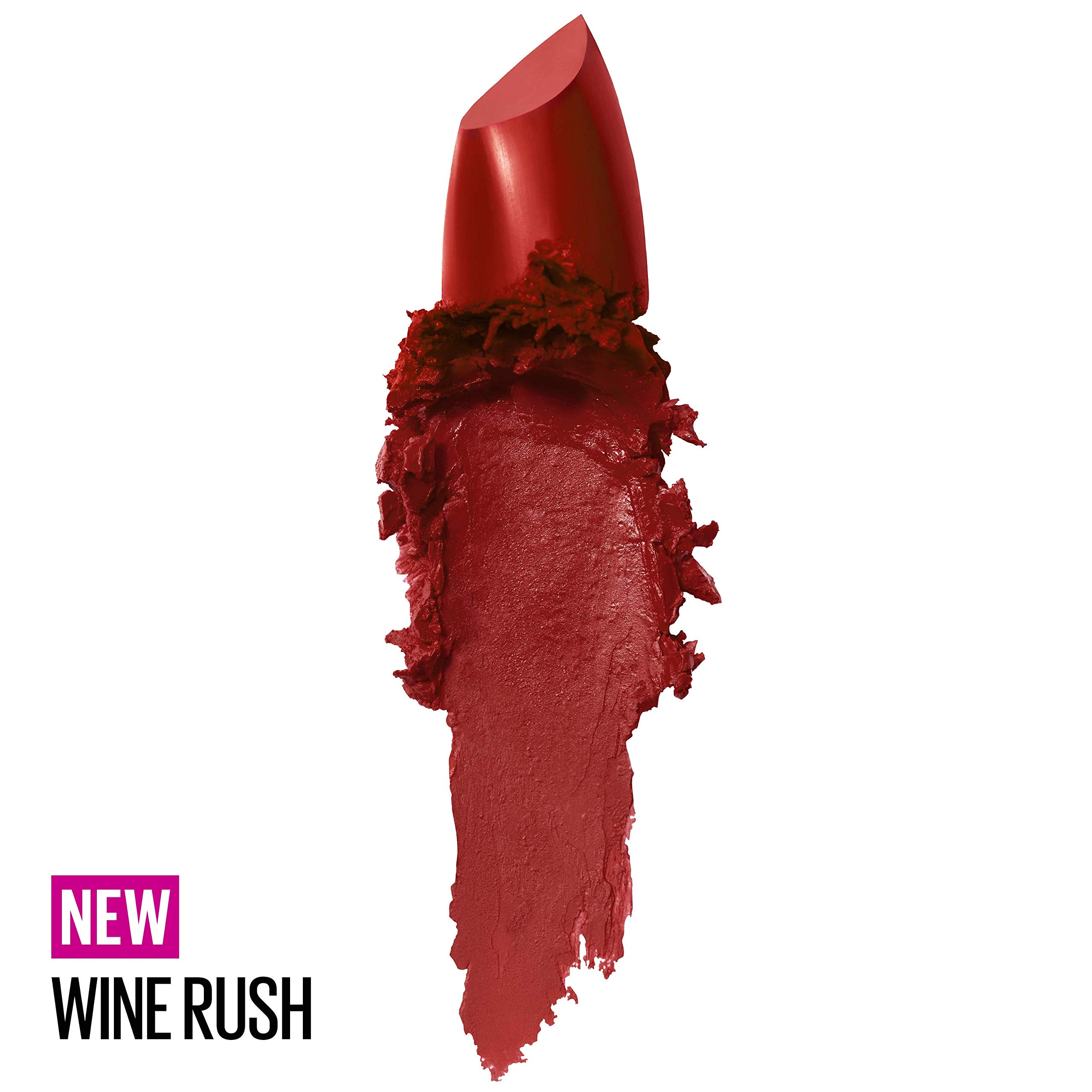 Maybelline Color Sensational Lipstick, Lip Makeup, Cream Finish, Hydrating Lipstick, Nude, Pink, Red, Plum Lip Color, Wine Rush, 0.15 oz; (Packaging May Vary)
