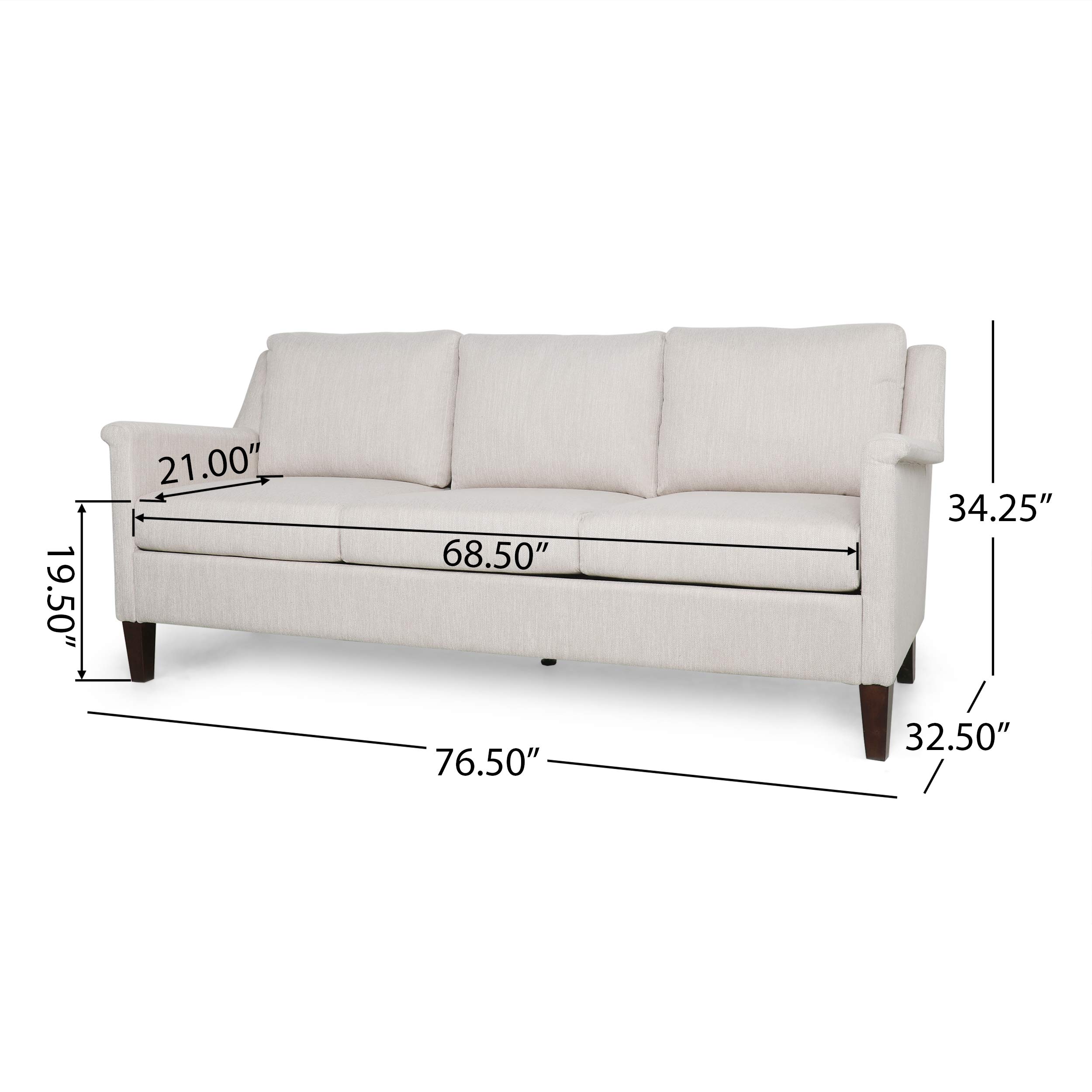 Christopher Knight Home Dupont Contemporary 3 Seater Fabric Sofa, Beige and Espresso