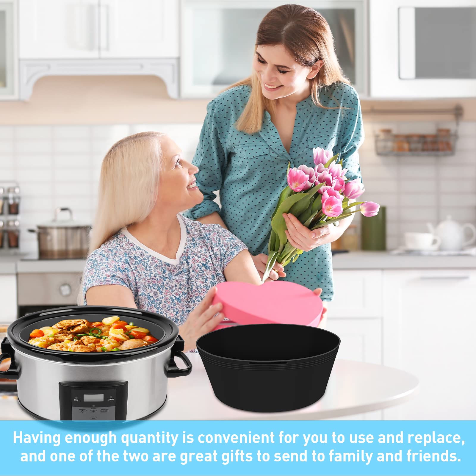 6 QT Silicone Slow Cooker Liner fit 6 QT Oval Slow Cooker，Reusable & Leakproof Dishwasher Safe Crock-Pot Liner for 6-7 Quart Crock Pot (1 PCS-Grey [Fit 6 QT])