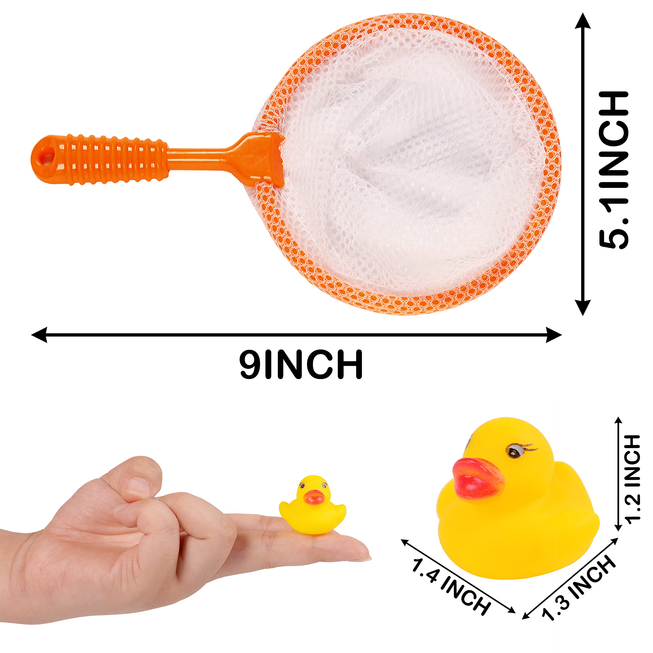 72-Pack Mini Rubber Ducks Set, Mini Colorful Rubber Duckies Bath Toy for Child, Float & Squeak Tiny Ducks Pool Toy Set for Kids Party Favors (66 Ducks+6 Catcher Nets)