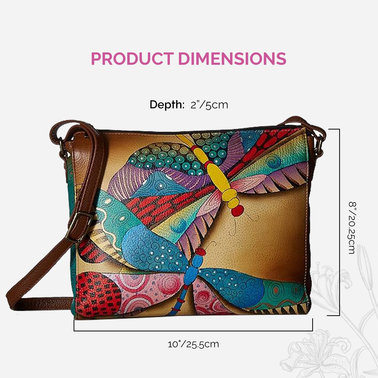 Anna by Anuschka Women's Anna Anuschka Hand Painted Women s Genuine Leather Slim Medium Crossbody Dancing Dragonflies, Dancing Dragonflies, One Size US