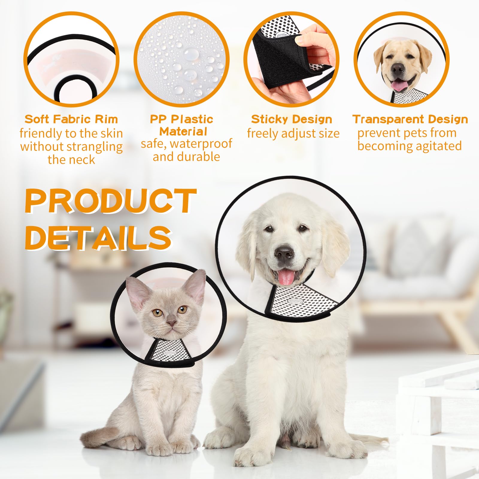 Paterr 9 Pcs Soft Dog Cone Collar Adjustable Protective Collars for Pet Flexible Plastic Cone for Dog After Surgery Dog Recovery Collar E Collar for Wound Healing Small Medium Large Dog