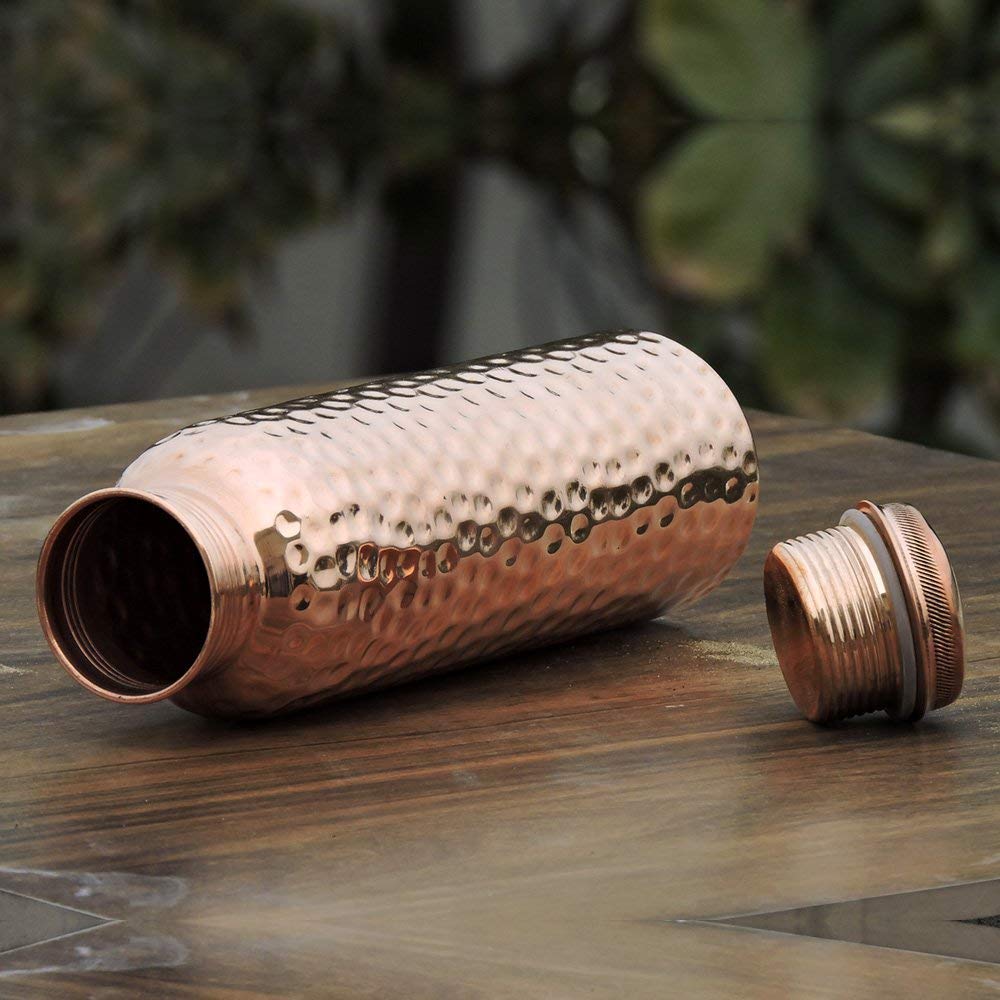 Ancient Impex Hammered Pure Copper Water Bottle Joint Free With Ayurvedic Benefited 100% Pure And Leak Proof Bottle 33.84 Us Fl Ounce Capacity