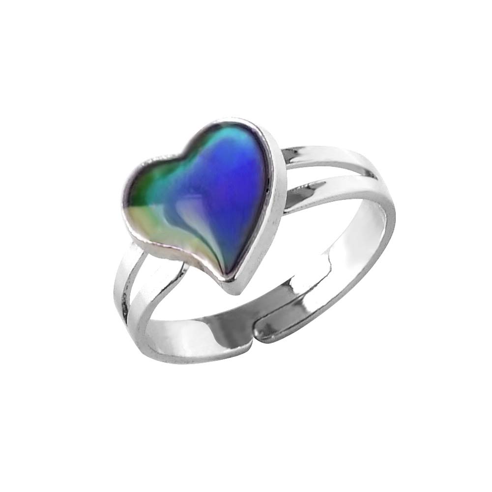 Acchmn Mood Ring Love Heart Color Changing Emotional Feeling Adjustable Size Mood Rings 2pcs(Love Heart)