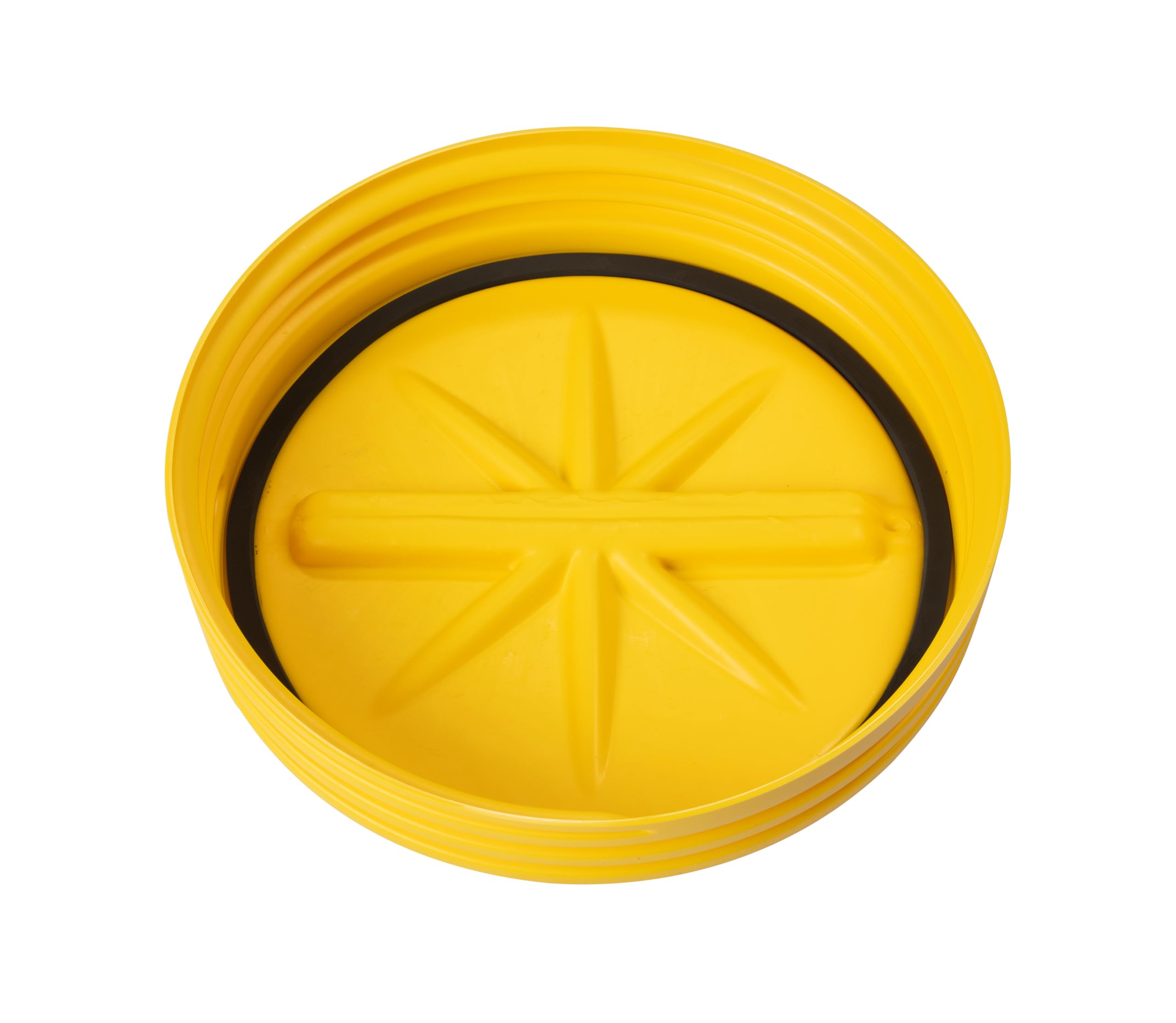 Eagle 30 Gallon Plastic Drum with Lid, Screw-On Lid, 28.3"x22.5", Lab Pack Drum Made of Durable, Lightweight HDPE, Withstands Weather and Chemicals, Made in USA, Yellow, 1600SL