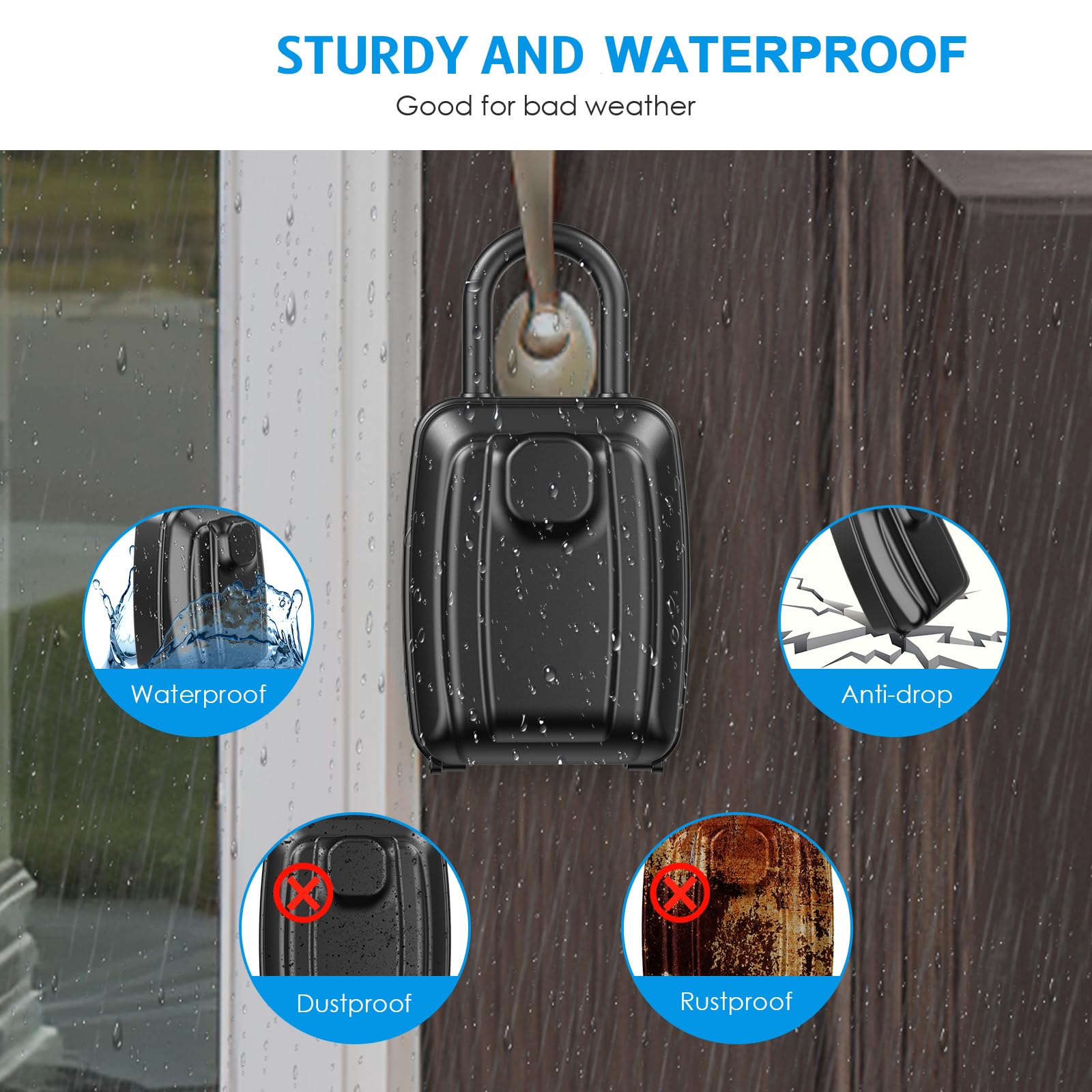 AMIR Key Lock Box Extra Large, Push Button Combination Lock Box for Keys Outdoor, Wall Mounted LockBox for House Keys with 12-Digit Combination Resettable Code, Key Hider Safe Box for Home Hotels