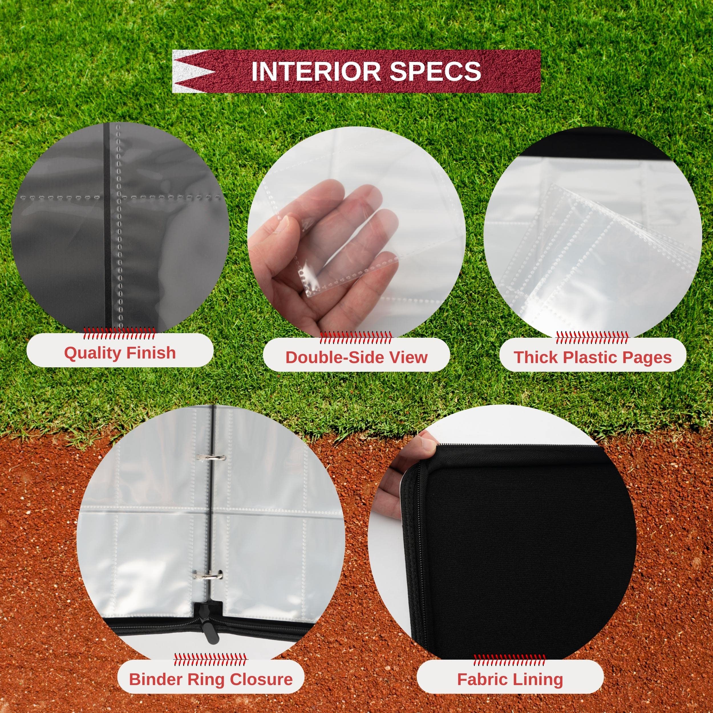 720 Baseball Card Binder for Trading Cards: Includes 40 Double Sided Pages with Pockets 9 Cards Per Side (18 Page),3-Ring Album Sports or Collection Storage (HD-PU06)