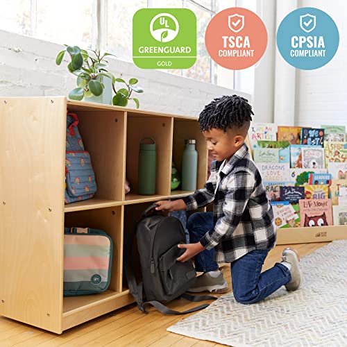 ECR4Kids 8-Compartment Mobile Backpack Storage Cabinet, Classroom Furniture, Natural