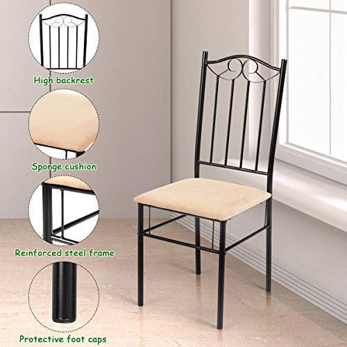 Tangkula 5 Piece Dining Table Set, Vintage Wood Top Padded Seat Dining Table and Chairs Set, Home Kitchen Dining Room Furniture