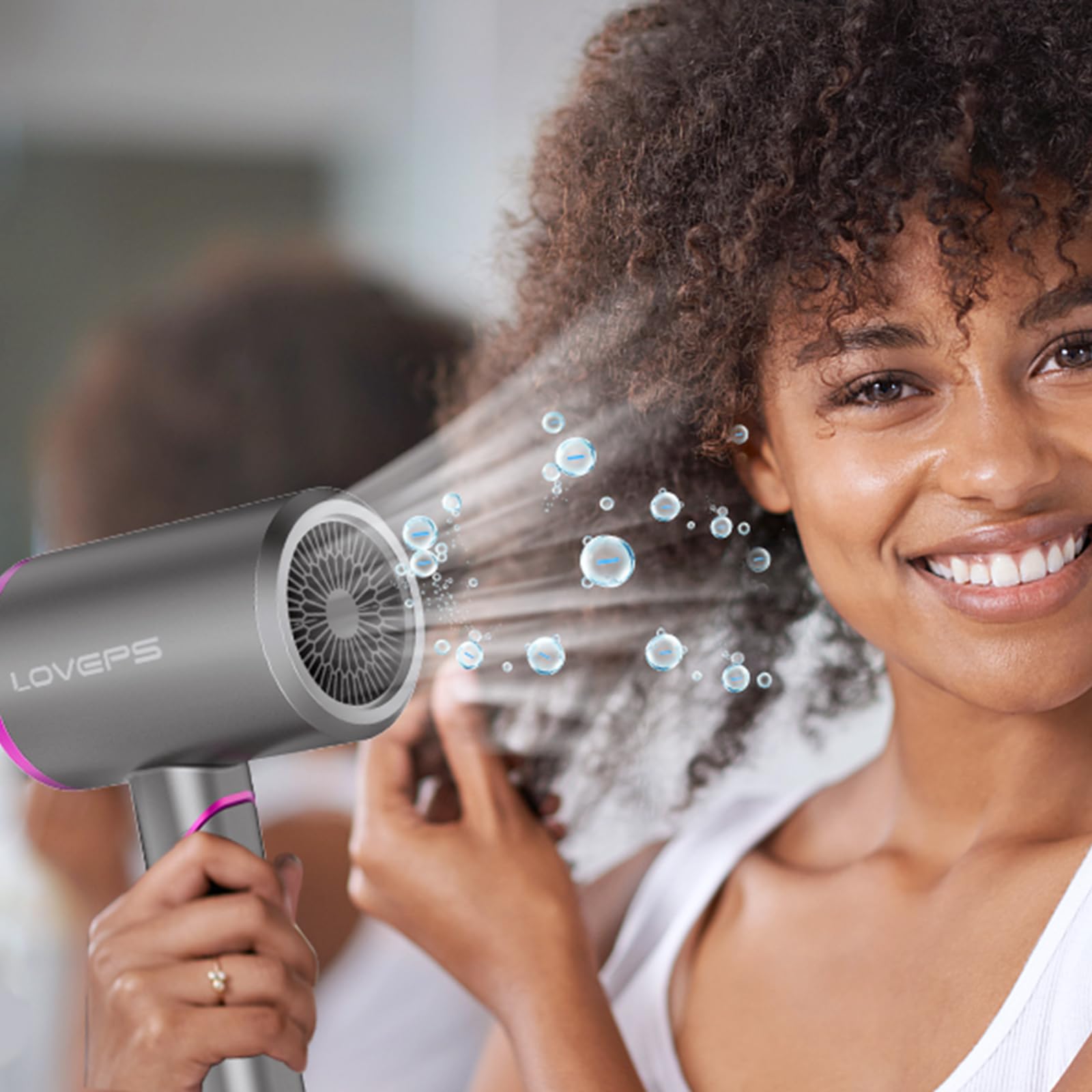Blow Dryer with Diffuser, Ionic Hair Dryer, Constant Temperature Hair Care Without Damage,Travel Hair Dryer,Pink Gold