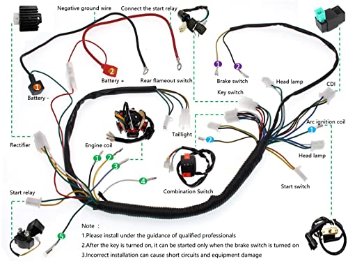 Complete Electrics Stator Coil set Quad Wire Harness Electrics Stator Coil CDI Wiring Harness For GY6 50cc 70cc 90cc 110cc 125cc ATV Quad Pit Dirt Bike Buggy Go Kart