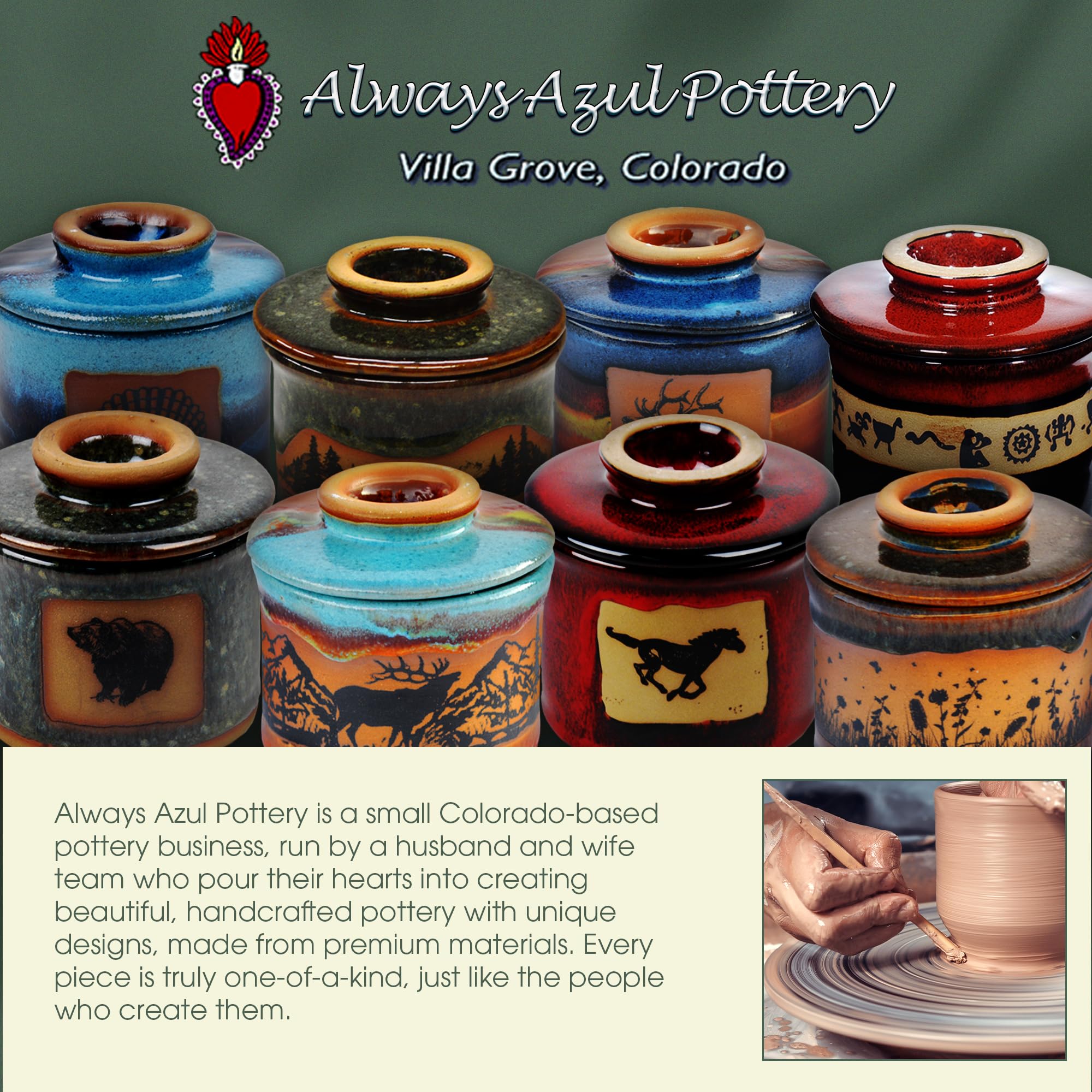 ALWAYS AZUL POTTERY French Butter Keeper in Mountain Waves - Handcrafted Ceramic Stoneware - French Butter Keeper Dish - Handmade Butter Container - Artistic Pottery Tableware