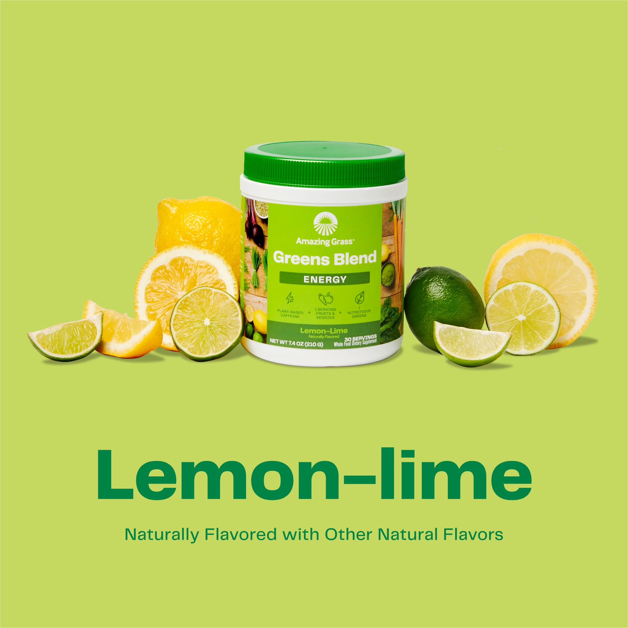 Amazing Grass Green Superfood Energy: Smoothie Mix, Super Greens Powder & Plant Based Caffeine with Green Tea and Flax Seed, Nootropics Support, Lemon Lime, 100 Servings