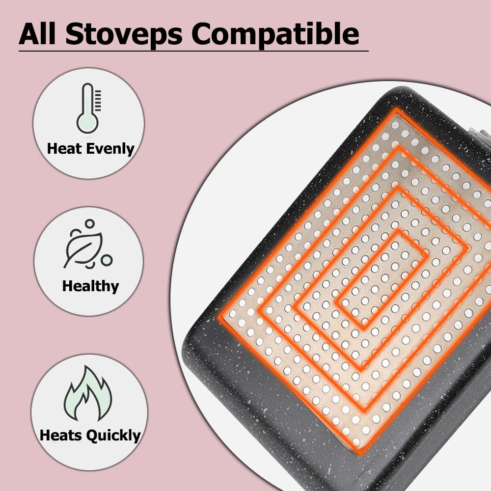 Japanese Omelet Pan, 6"x 7" Non-Stick Tamagoyaki Egg Pan, Rectangle Pan with Anti Scalding Bakelite Handle, Aluminum Japanese Egg Pan for everyday simple breakfast, All Stoveps Compatible, Pink