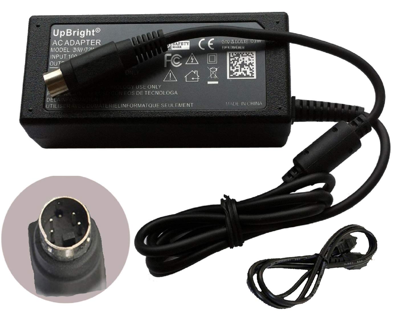 UpBright 4-Pin Mini DIN 5V 12V AC/DC Adapter Compatible with Seagate 9W2874-500 9W2063-500 9W2874500 Hard Disk Drive HDD HD 12VDC 5VDC 1.5-2 A DC12V DC5V 2.0A Switching Power Supply Cord Charger