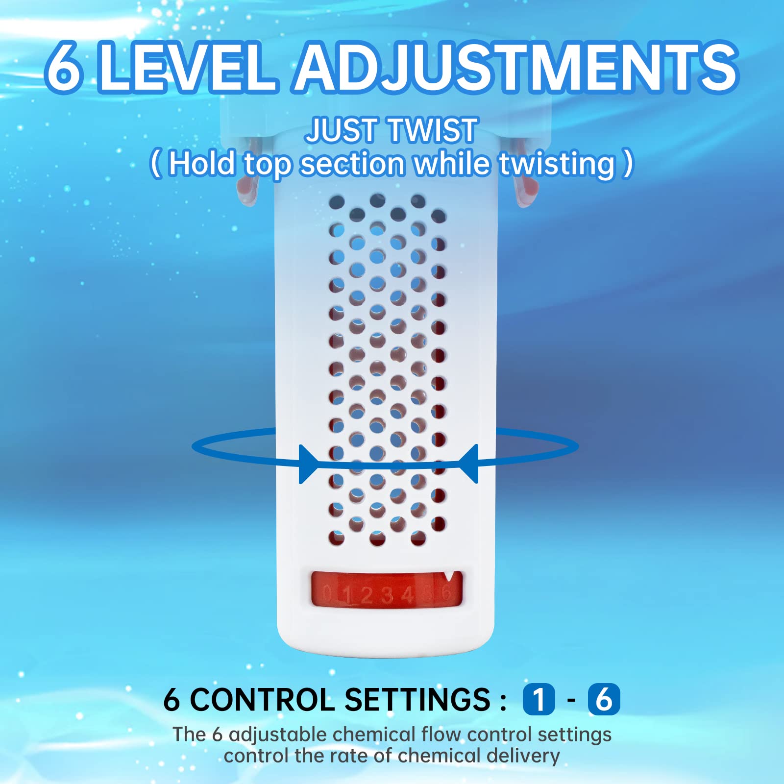 b&h Pool Chlorine Dispenser for 1 Inch Tablets Only - Mini Floating Chlorine/Bromine Floater, Spa, Tub & Small Pool Chlorine and Bromine Chemical Dispenser, 6 Flow Level Control Settings White