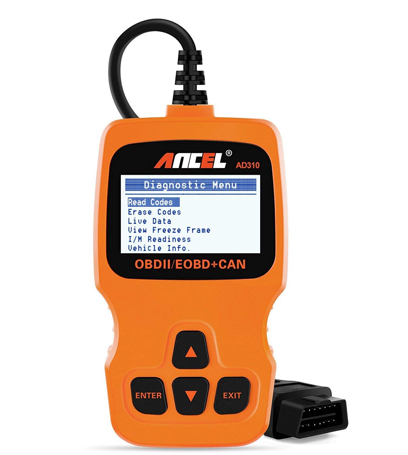 ANCEL AD310 Orange Classic Enhanced Universal OBD II Scanner Car Engine Fault Code Reader with ANCEL Protective Case Storage Bag