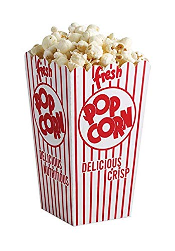 44e Open Top Popcorn Boxes (Pack of 50ct) & Vikan Remco 63004 Color-Coded Plastic Hand Scoop - BPA-Free Food-Safe Kitchen Utensils, Restaurant and Food Service Supplies, 16 oz, Red