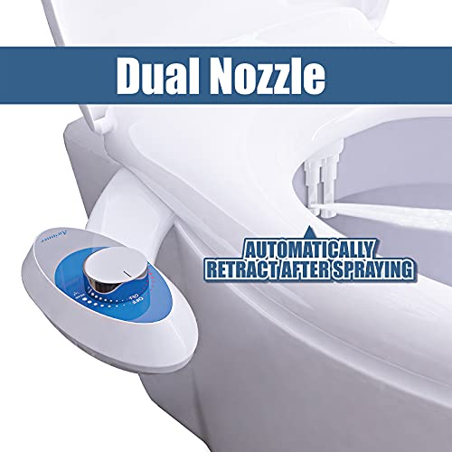 Awinner Bidet Toilet Seat Attachment,Non-Electric Ultra-Thin Fresh Water Sprayer Bidet with Self Cleaning Dual Nozzle,Adjustable Water Pressure Bidet Attachment for front and rear wash