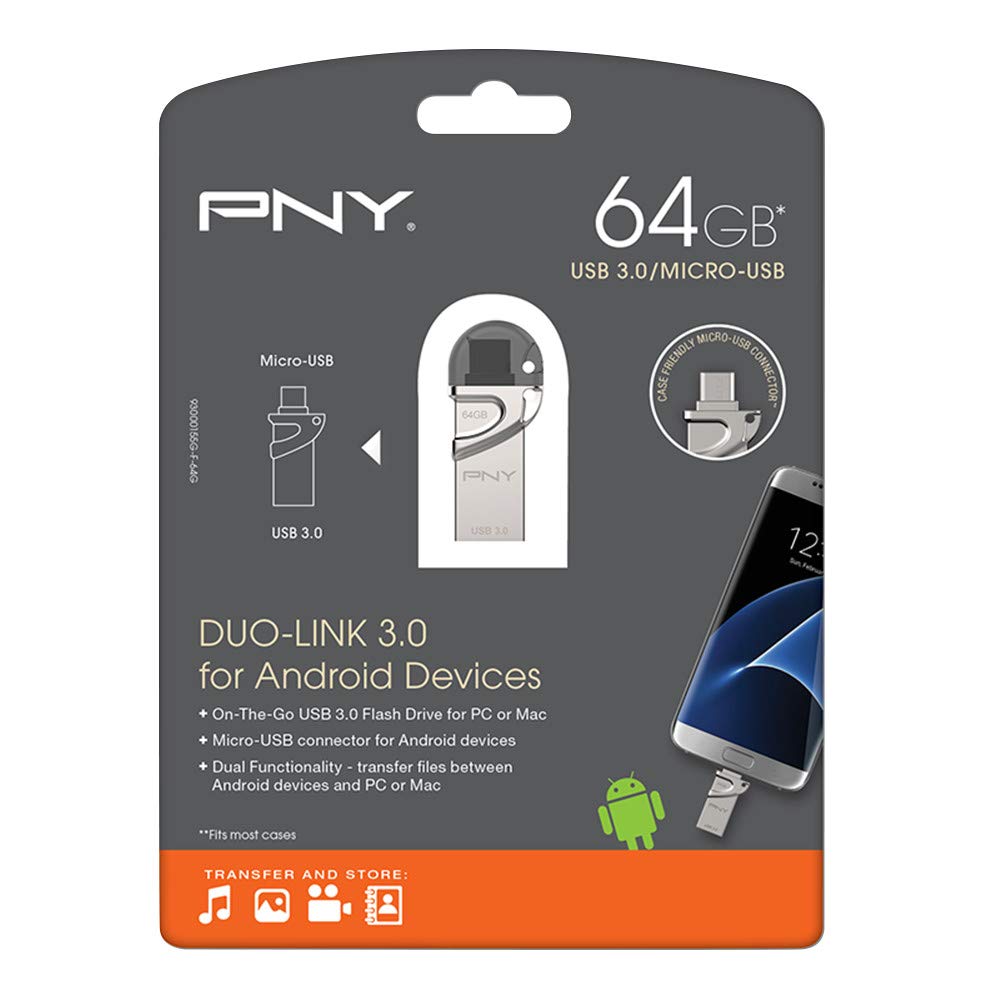 PNY 64GB Duo-Link USB 3.0 OTG Flash Drive for Android - (P-FDI64GOTGTO30-GE)