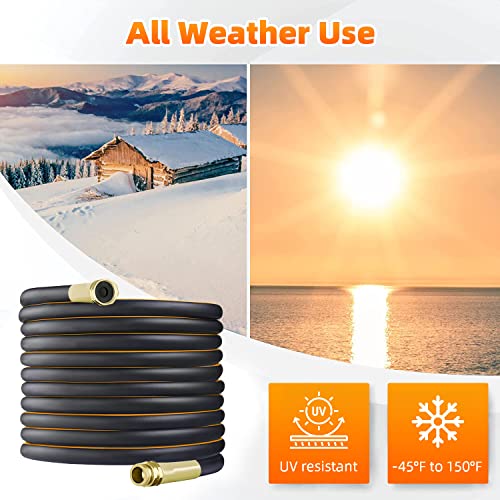 Tckoasis Garden Hose 100ft x 5/8 in Heavy Duty, Flexible and Lightweight Water Hose, Burst 600 psi, Kink-less Hybrid Rubber Hose for Backyard, 3/4'' Solid Metal Fittings