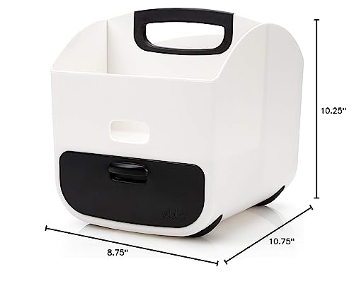 Ubbi Multi-Compartment Box Home Easy to Carry Handle and Drawer, Black Storage Caddy Organizer