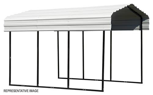 Arrow Carports Galvanized Steel Carport, Compact Car Metal Carport Kit, 10' x 24' x 9', Eggshell