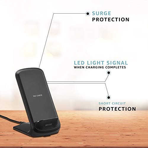 Amazon Basics 10W Qi Certified Fast Charging Wireless Stand - Black
