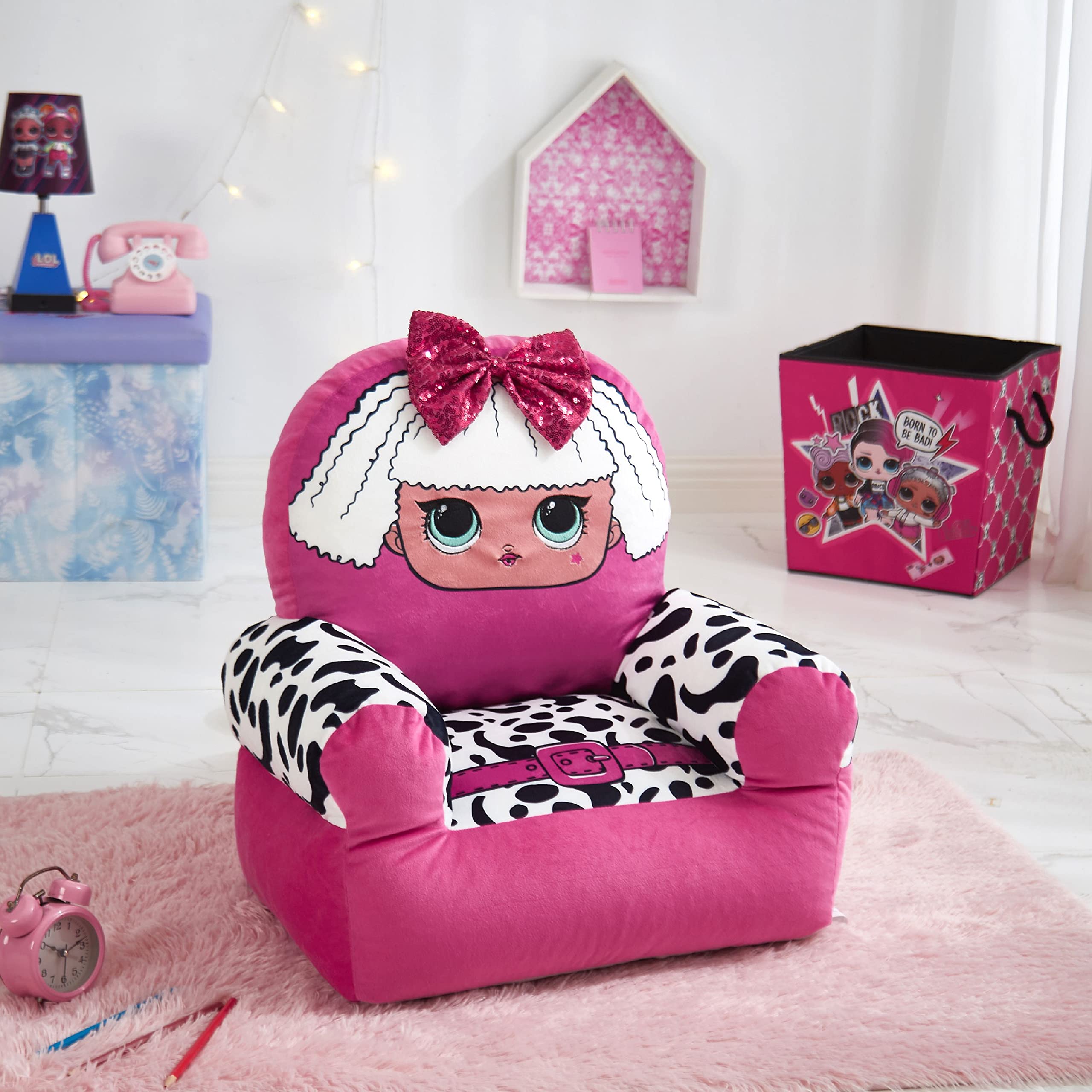 Idea Nuova LOL Surprise Plush Toddler Bean Bag Sofa Chair, Large