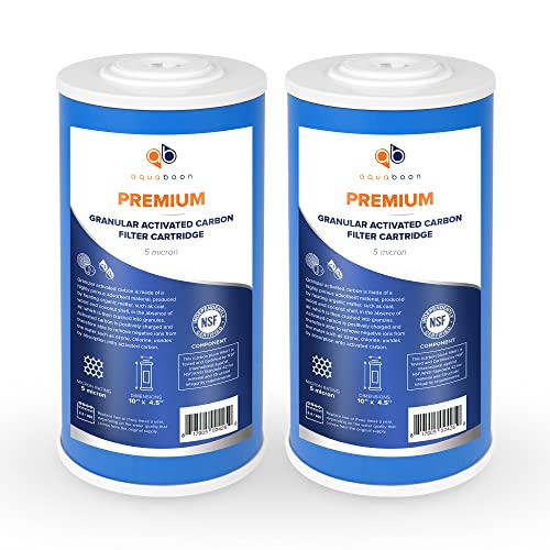 Aquaboon Premium 5 Micron 10" x 4.5" Whole House Coconut Shell Granular Activated Carbon (GAC) Water Filter Replacement Cartridge, 2 Pack