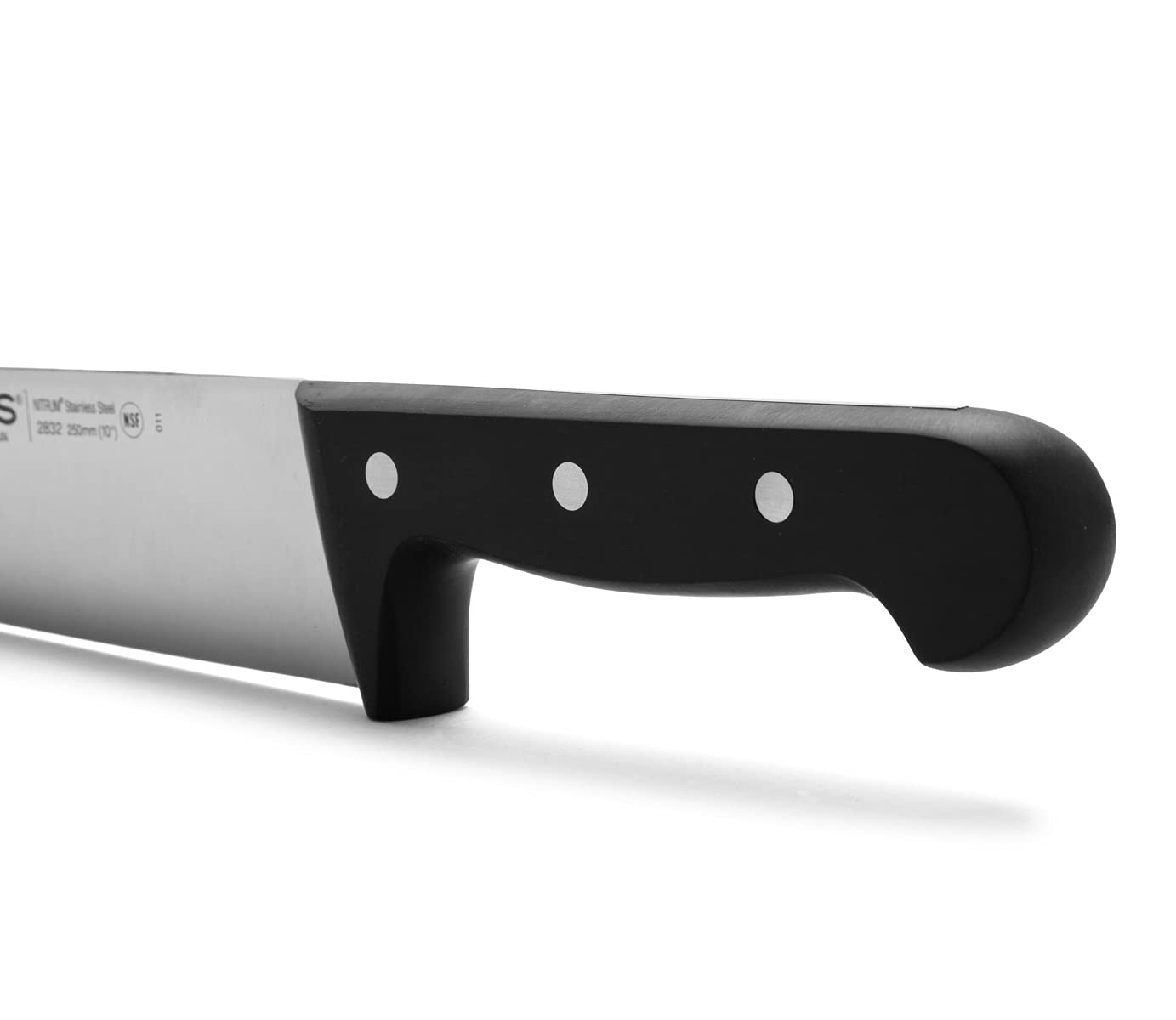 Arcos Butcher Knife 10 Inch Nitrum Stainless Steel and 250 mm blade. 353 gr. Professional Cleaver Knife. Ergonomic Polyoxymethylene POM Handle. Series Universal. Color Black