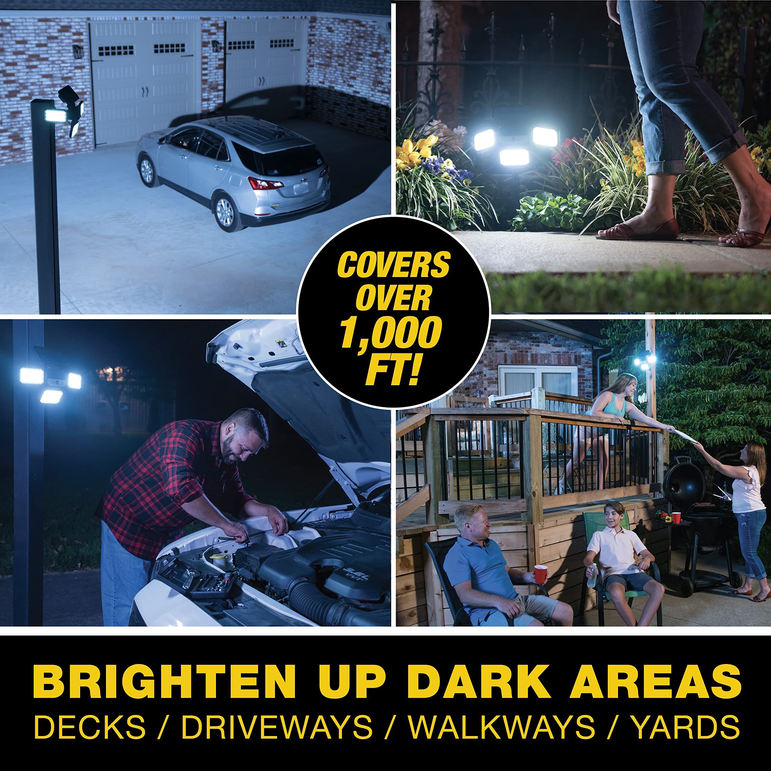 Bionic Flood Light Max 2 Pk, 500 Lumen Super Bright Solar Motion Sensor Outdoor Lights, LED Solar Flood Lights Outdoor Motion Sensor Waterproof Solar Security Lights, 360° 3 Panel Design As Seen on TV