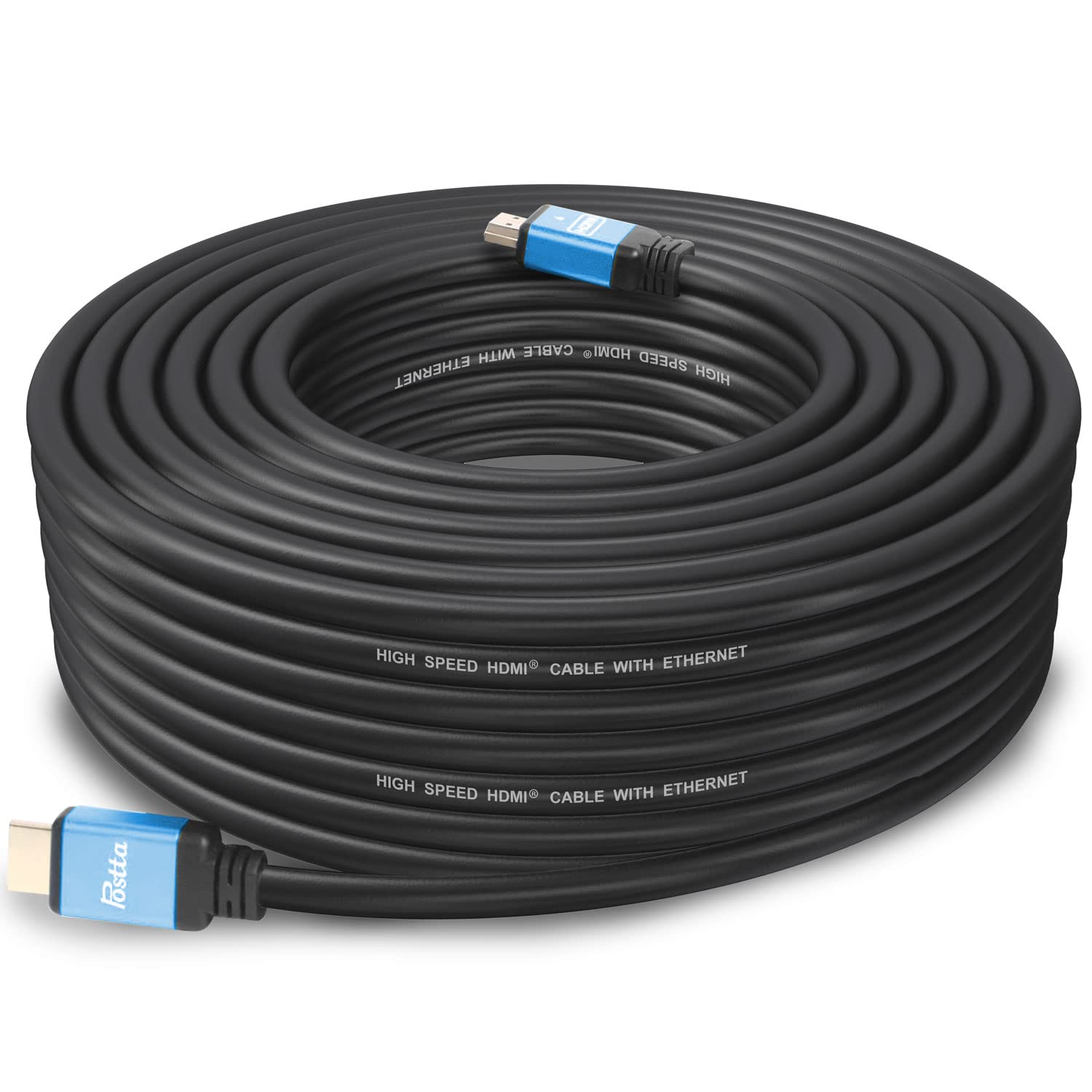 Postta HDMI 2.0V Cable(50 Feet) Support 4K 2160P,1080P,3D,Audio Return and Ethernet - 1 Pack(Blue)