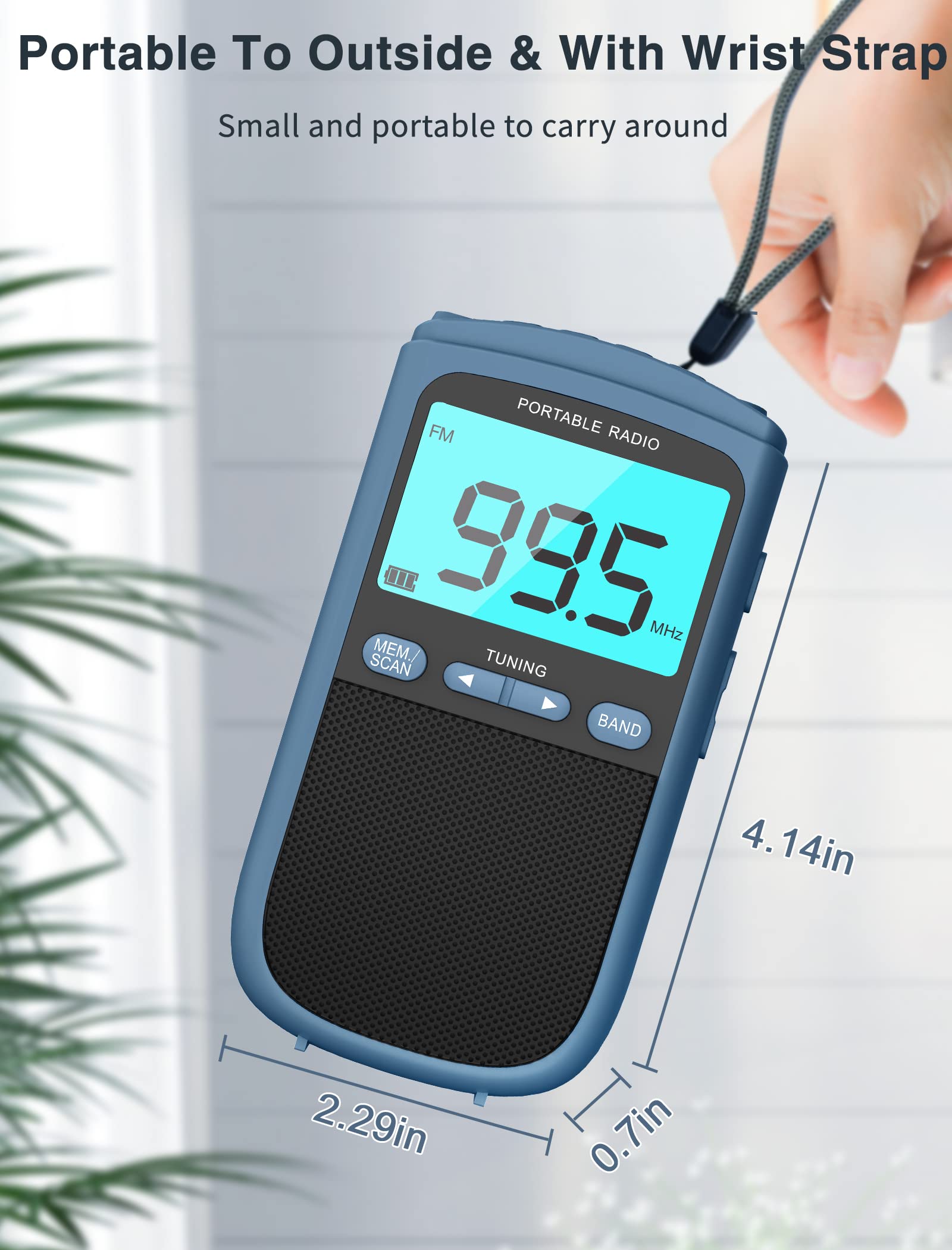 AM FM Walkman Radio: 900mAh Rechargeable Portable Transistor Pocket Radio with Best Reception Digital Tuning, LCD Screen,Stereo Earphone Jack, Sleep Timer and Alarm Clock for Jogging,Walking(Blue)