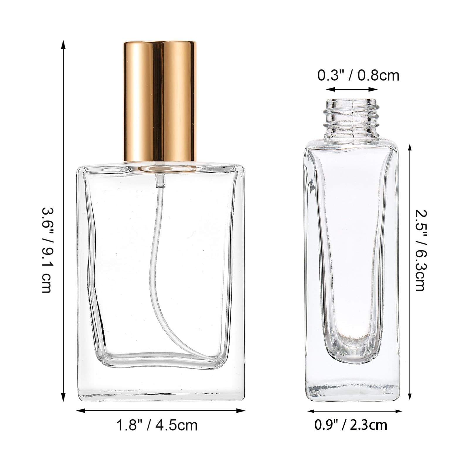 Foraineam 12 Pack 1 oz / 30ml Clear Glass Perfume Bottle, Refillable Empty Fine Mist Atomizer Spray Bottles, Portable Square Perfume Atomizer Bottles for Fragrance, Perfume, Lotion, Essential Oil