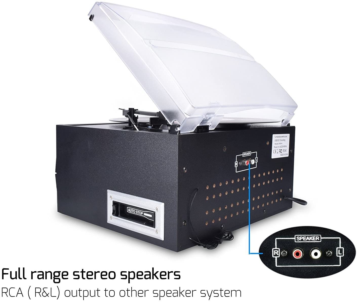 DIGITNOW Bluetooth Record Player Turntable with Stereo Speaker, LP Vinyl to MP3 Converter with CD, Cassette, Radio, Aux in and USB / SD Encoding, Remote Control, Audio Music Player Built in Amplifier