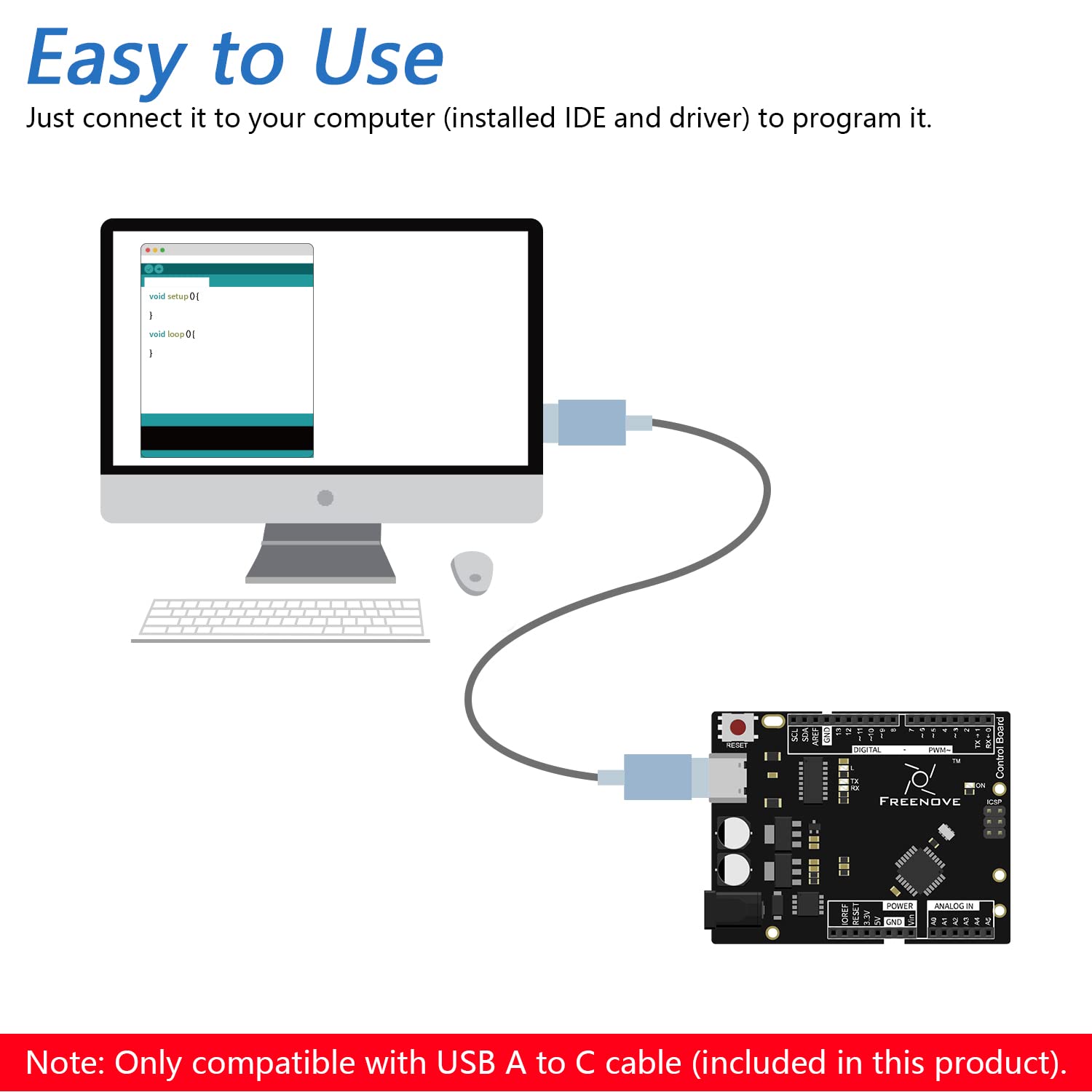 FREENOVE Control Board V4 (Compatible with Arduino IDE), USB Type-C Connector, Detailed Tutorial, Example Projects and Code