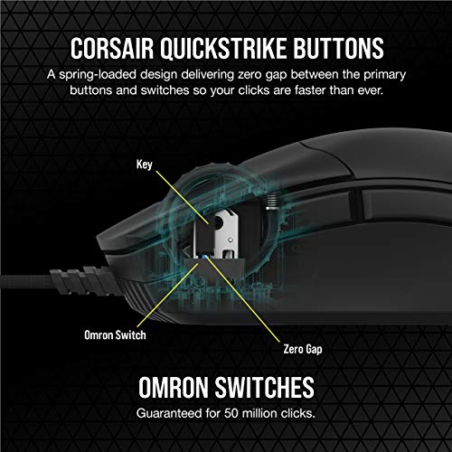 Corsair Sabre PRO Champion Series Gaming Mouse - Ergonomic Shape for Esports and Competitive Play - Ultra-Lightweight 69g - Flexible Paracord Cable QUICKSTRIKE Buttons with Zero Gap