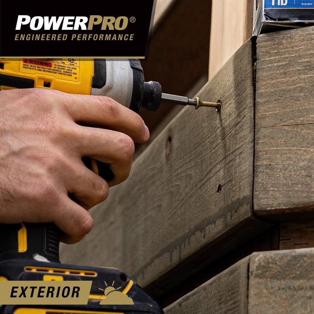 Power Pro 48618 Wood Screws, #10 x 6", Premium Outdoor Deck Screws, Rust Resistant, Epoxy Coated Bronze, 5lb Tub, 177 pcs