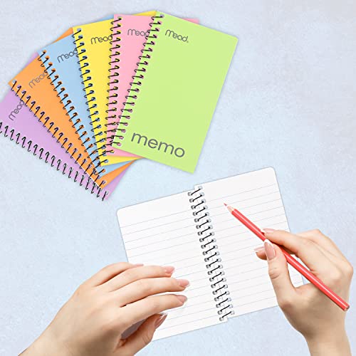 Mead Small Notebook, 12 Pack of Small Spiral Notebook, 3x5 " College Ruled Memo Book Wirebound 60 Sheets, Pastel Colors of Mini pocket memo pad in Bulk pack