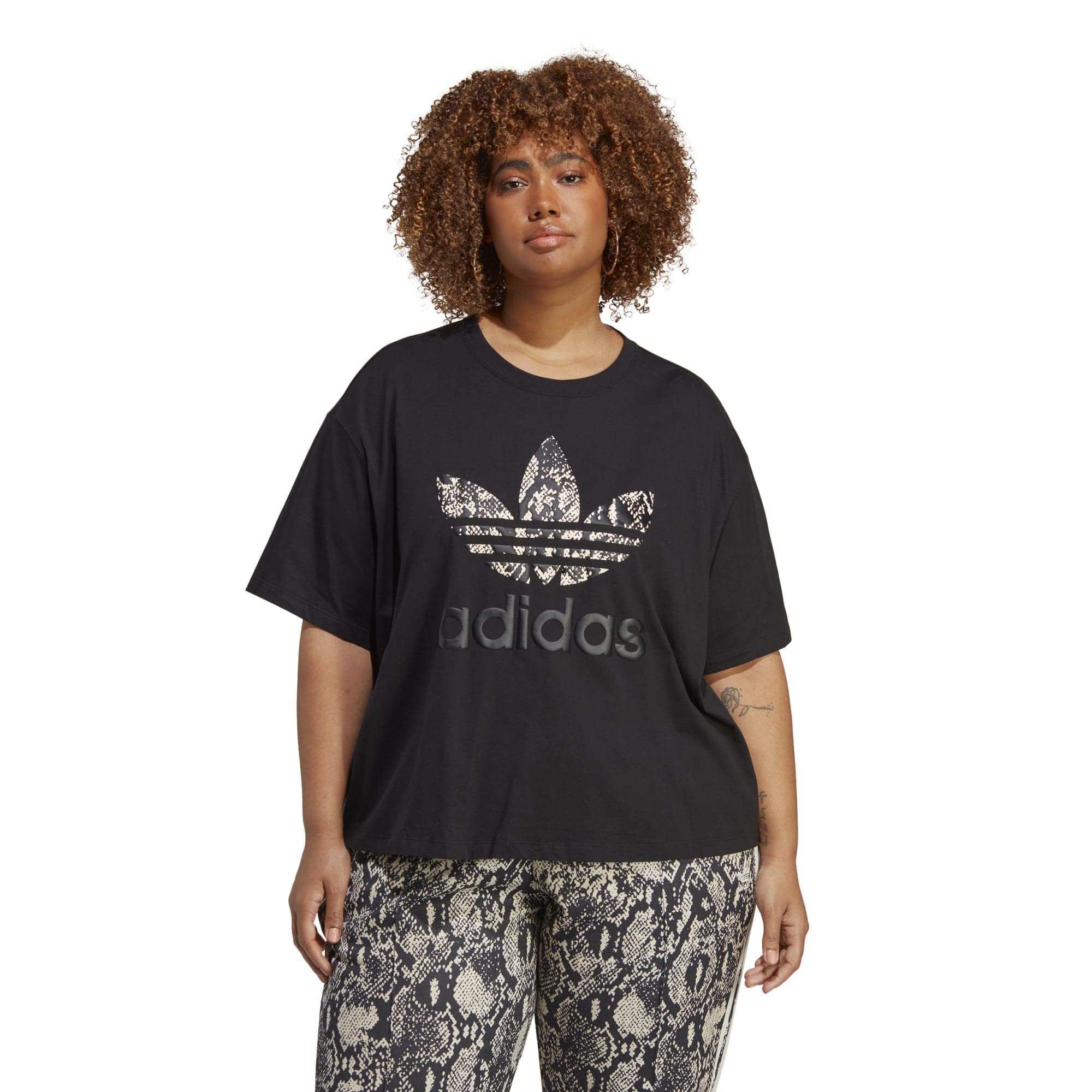 adidas Originals Women's Snakeskin Graphic T-Shirt, Black, Medium