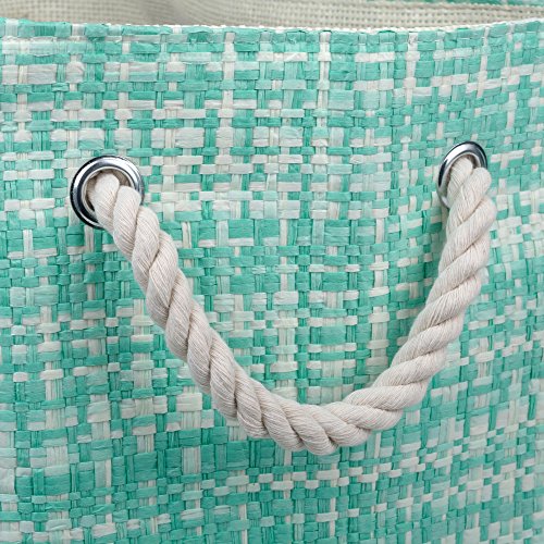 DII Woven Paper Storage Bin, Tweed, Aqua, Medium