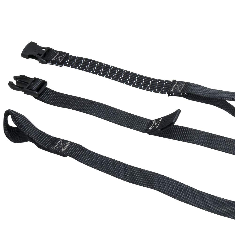 Amazon Basics Adjustable Stretch Straps, Black/Reflective w/Gray Line, 18" - 60", 2-Pack