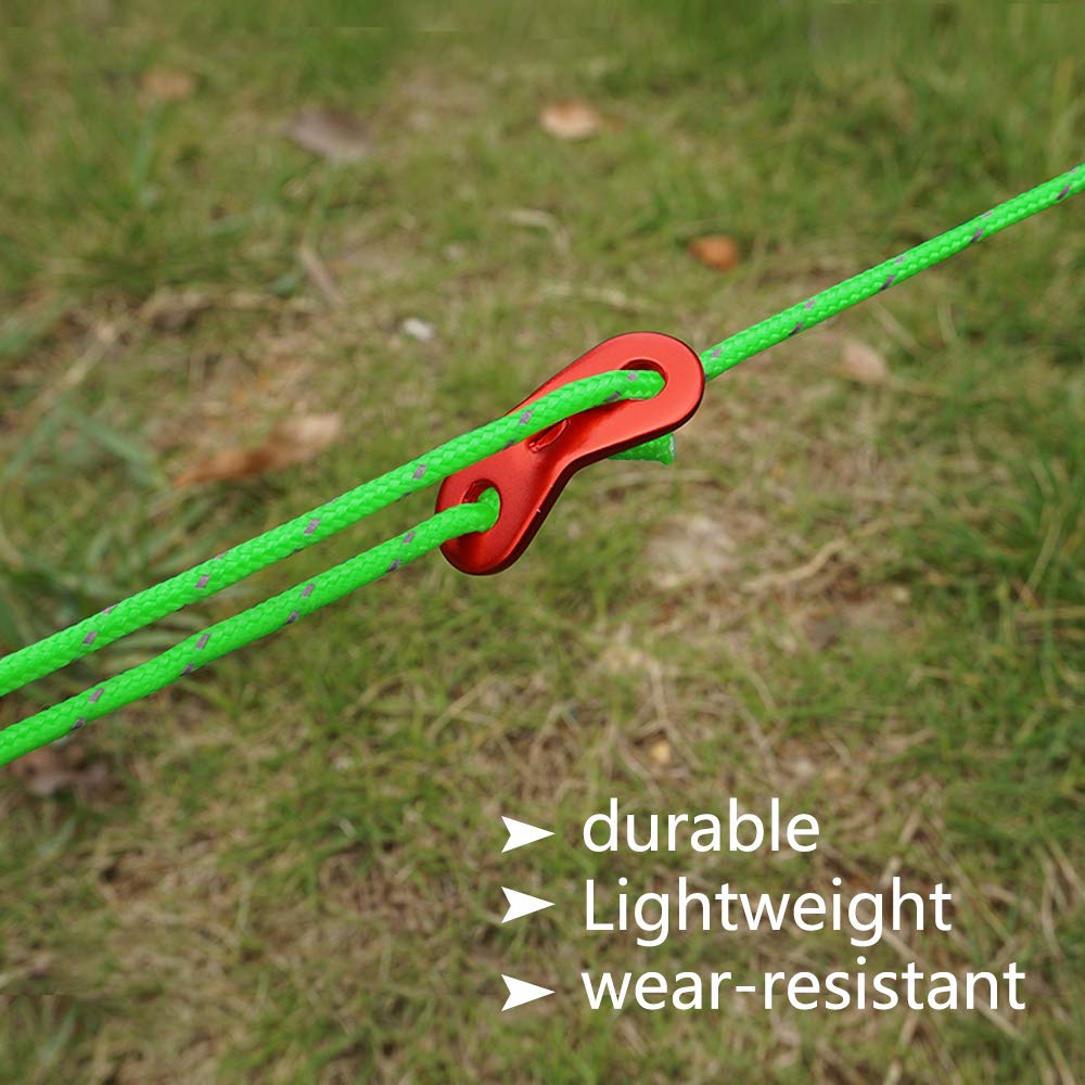 Acenilen 6 Pack Reflective Guyline Tent Rope with Aluminum Adjuster, Tent Kit for Camping Tent & Hiking Accessories - 4mm Thick and 4 Metre Length
