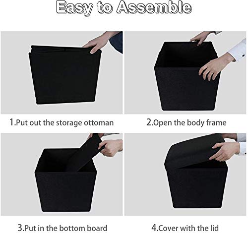 Cosaving 30 inches Folding Storage Ottoman Storage Cube Seat Foot Rest Stool with Memory Foam for Space Saving, Square Ottoman 30x15x15 inches, Teal