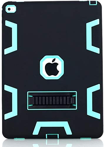 iPad Pro 12.9" Case,AICase Heavy Duty Hybrid Shockproof Hard Case Cover Rubber Stand for 2017(A1670/A1671) Apple iPad Pro 12.9 inch (Black/Mint Blue)