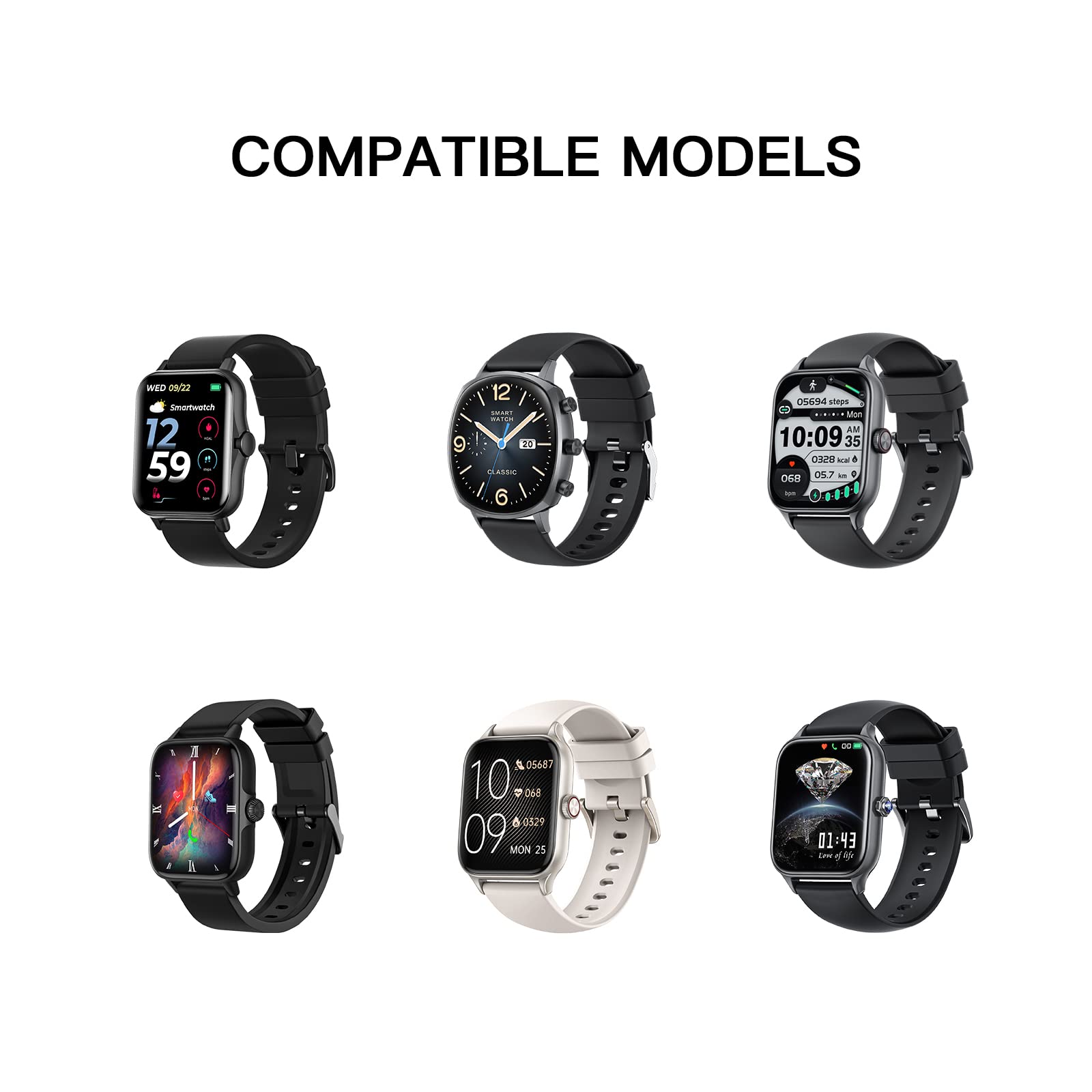 ANDFZ Smart Watch Charger Magnetic, USB Charging Cable Compatible LESHIDO T42Pro CS01 CS02 CS03 CS08 Black Pink Starlight