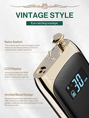 MelodySusie Electric Nail Drill Machine, Rechargeable 30000RPM Efile for Acrylic Nail, Portable Nail File with 6 Nail Drill Bit Set, SR3 Jade (Black)