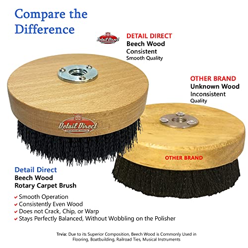 DETAIL DIRECT Carpet Shampoo Scrub Brush, 5'' Wood Block Brush for Rotary Buffers - Polishers